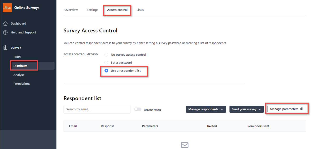 Using pre-population parameters – Online Surveys